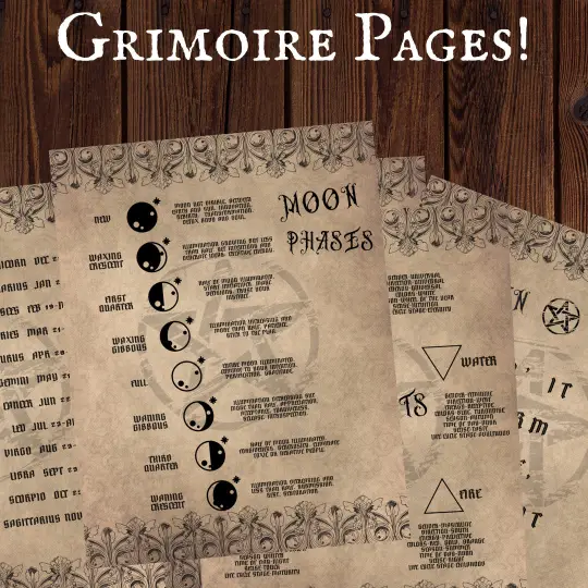 Printable Grimoire Pages Bundle ★ Book of Shadows (Parchment) · Wiccan ...